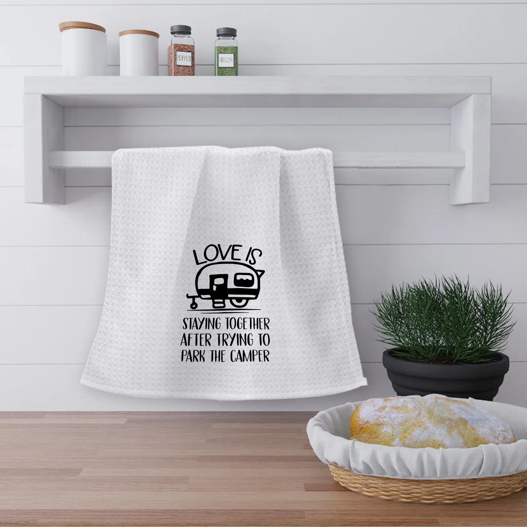 OHSUL Love is Staying Together After Trying to Park The Camper Highly Absorbent Kitchen Towels Dish Towels,Camping Hand Towels Tea Towel for Bathroom Kitchen Decor,Valentineās Day Wedding Gifts