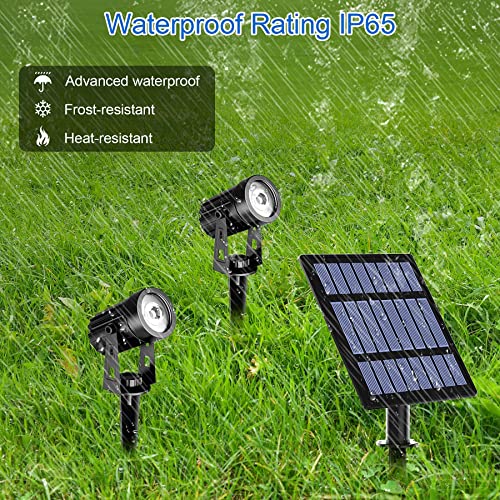 T-SUN 2W Solar Spotlights, LED Solar Powered Landscape Lights Outdoor Waterproof Solar Security Wall Lights Auto ON/Off Dual Head Light for Garden Yard Patio(Cold White)