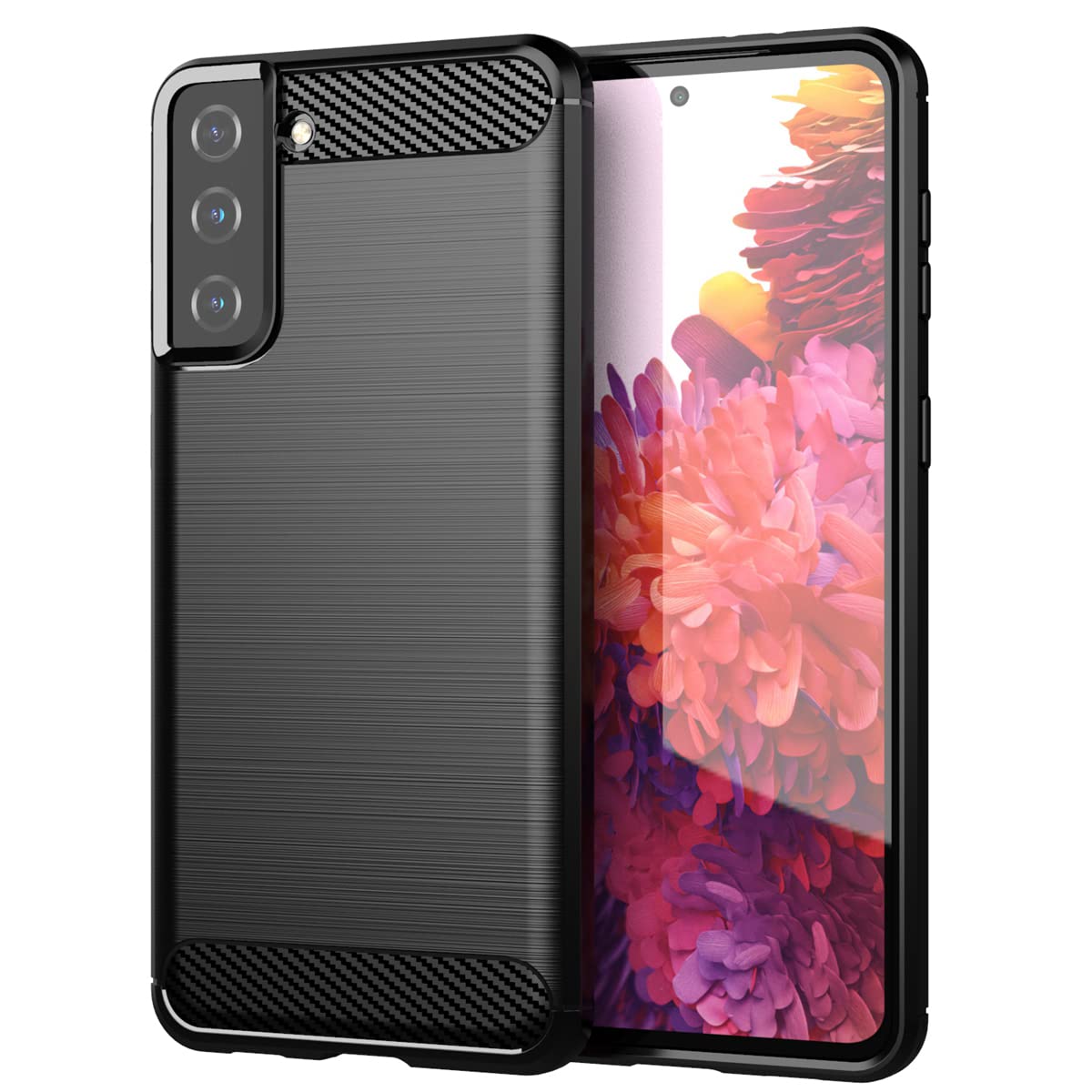 KOARWVC Phone Case for Galaxy S21 Plus 5G Case, Samsung S21+ SM-G996U Case Carbon Fiber Shockproof Rugged Shield Anti-Scratch Soft TPU Back Cover Protective Cases for Samsung Galaxy S21 Plus (Black)
