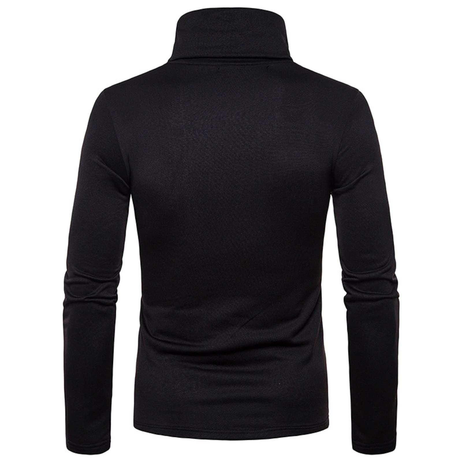 Rela Bota Mens Fashion Turtleneck T-Shirts Long Sleeve Undershirts Thermal Underwear Slim Fit Stretch Basic Sweaters Black