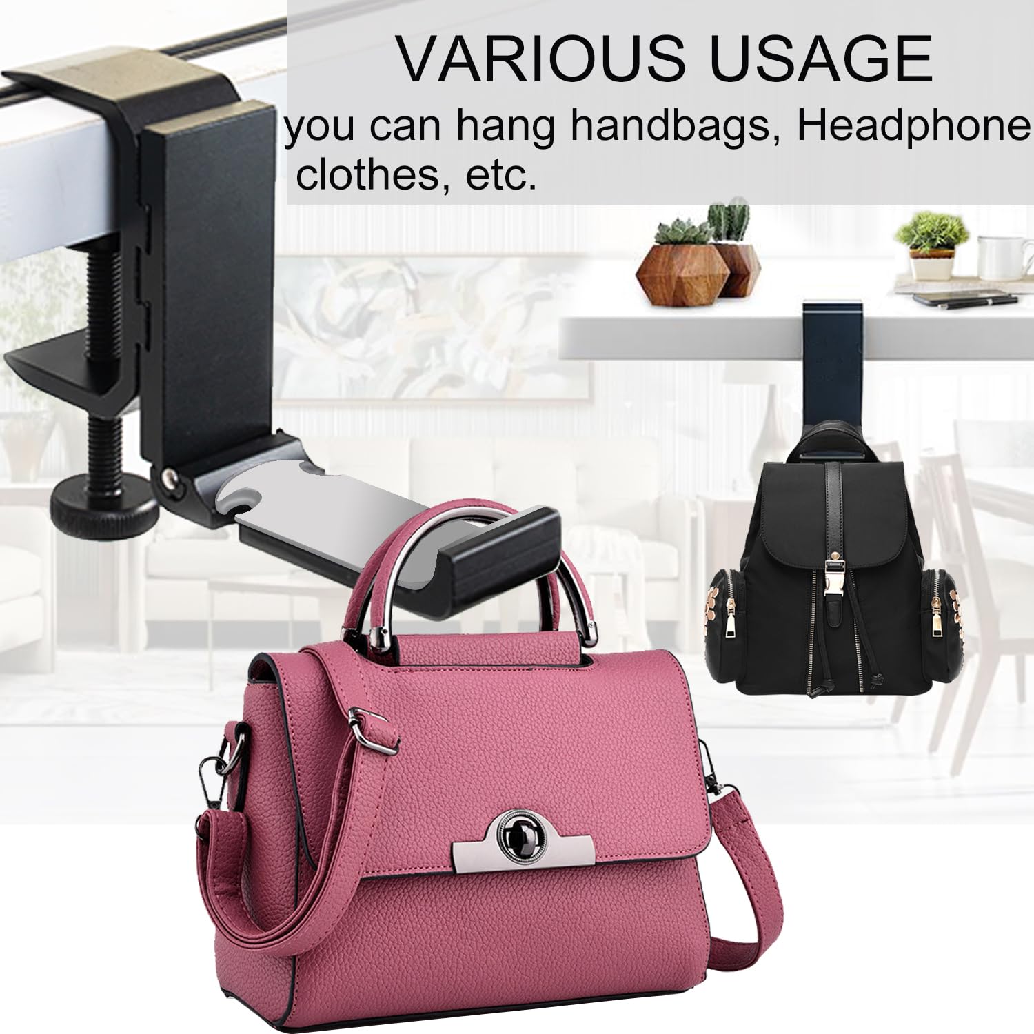 Sentoda Bag Hanger for Table Desk,Set of 2 Foldable Aluminum Purse Handbag Hook Hanger Holder for Women and Girls