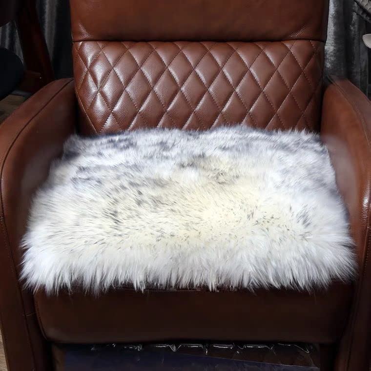 OKAYDA Genuine Australian Sheepskin Chair Cushion Seat Pad Fluffy Chair Cover for Kitchen, Office, Chair (graytips)