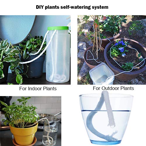 ORIMERC 200 Pcs 2 x 2 inch Plant Pot Drainage Hole Mesh Pad Screen with 30 feet Self Watering Hydroponic Wick Cord DIY Vacation Automatic Waterer Sitter Potted Bonsai Succulent Flower Bottom Grid Mat