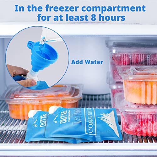 OUTXE Ice Packs for Lunch Bag 6 Pack, Reusable Long-Lasting Freezer Packs for Lunch Box, Keep Food Fresh and Cold in Lunch Boxes, Lunch Bags and Breastmilk Bags - 6 Pack