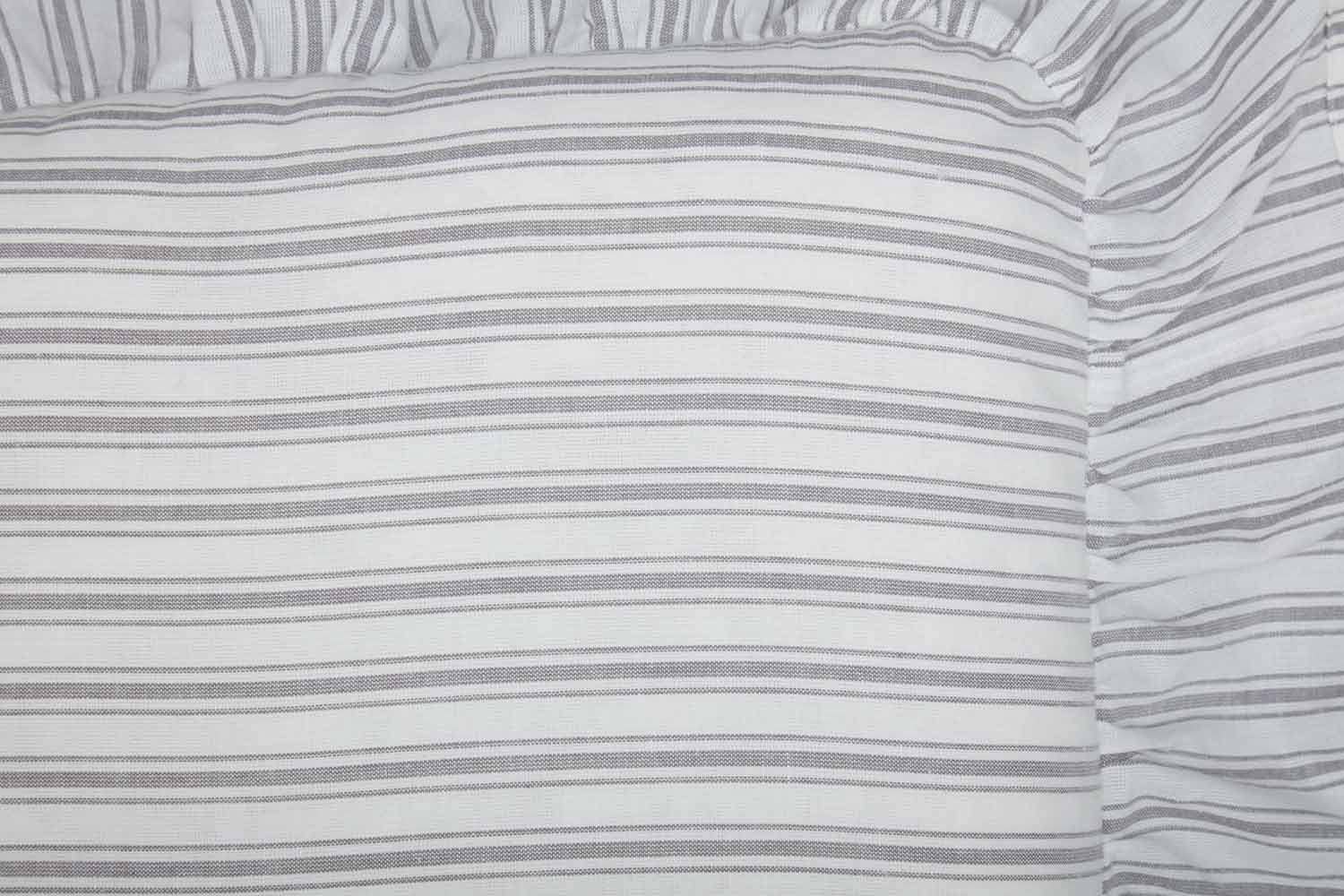 Piper Classics Timeless Ticking Ruffled Chair Pad, 16" L x 16" W, Soft White and Gray Ticking Stripes, Vintage Farmhouse Chic Seat Cushion