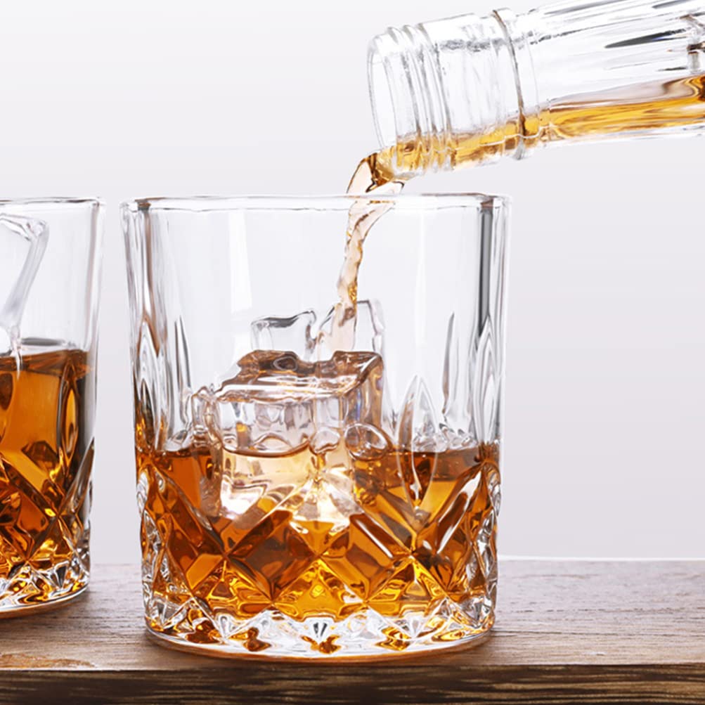 Old Fashioned Whiskey Glasses, 7 Oz Glasses for, Whiskey Glasses Set of 4 for Cocktail Bourbon Liquor ( 3.3 x 3 Inch )