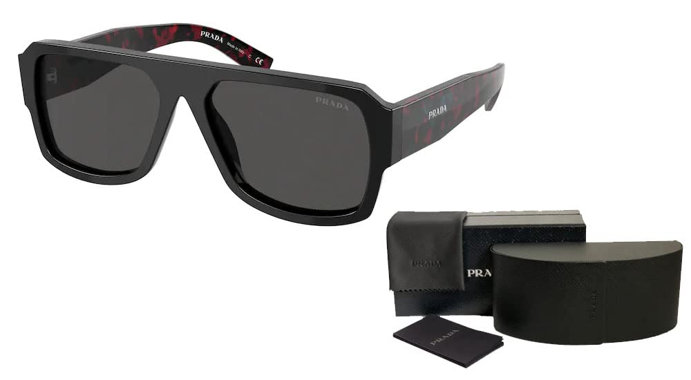 Prada PR22YS 1AB5S0 56MM Black/Dark Grey Aviator Sunglasses for Men + BUNDLE With Designer iWear Eyewear Kit