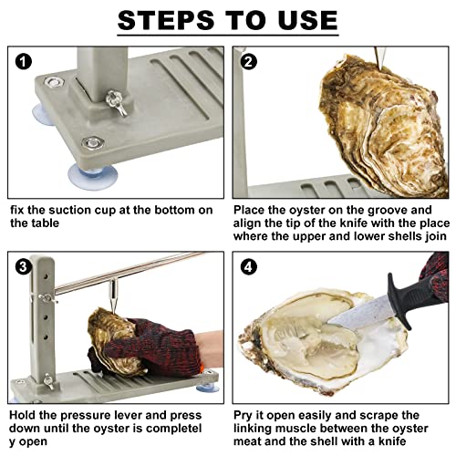 Patioer Oyster Shucker, Oyster Opener Tool Set, Oyster Clam Opener Machine with Oyster Shucking Knife Set, Gloves and G-Clip