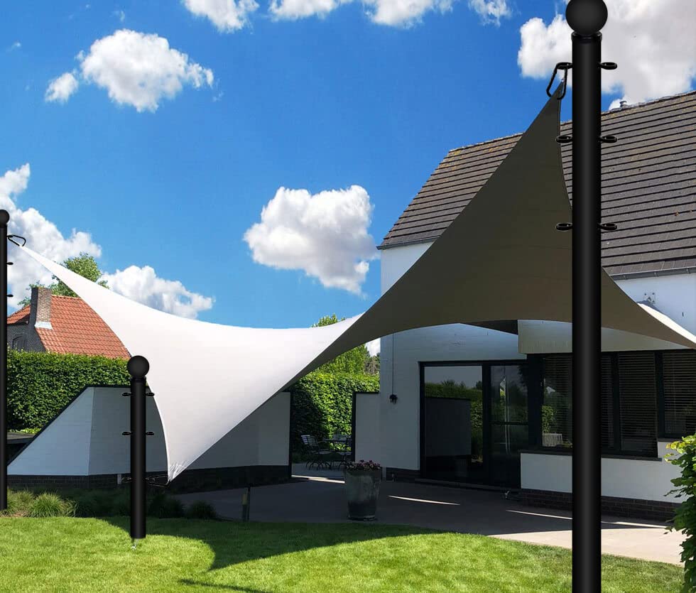 Shade Sail Pole Kit, 4 Poles of Set 10Ft Sun Shade Sail Poles Support Awning Canopy Shade Sail, Outdoor String Light Pole Post Heavy Duty Steel Post for Outside Deck Patio Backyard Wedding