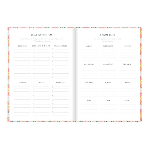 Letts of London Morocco Academic Weekly/Monthly Planner, August 2023 to July 2024, Week-to-View, Sewn Binding, Multilingual, A5 Size, 8.25" x 5.875", Coral (C031812-24)
