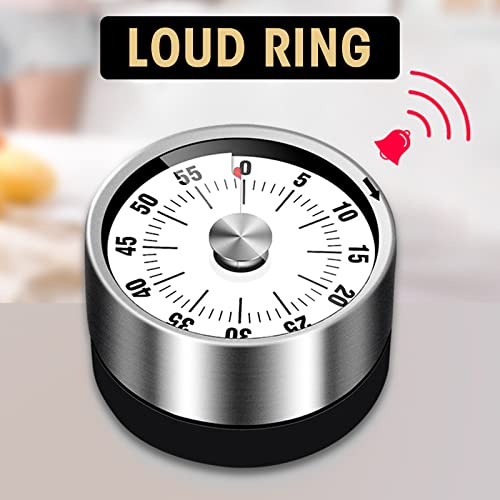 PMYEK Visual Timer-60-Minutes Mechanical Timer for Kitchen and Kids, Classroom Timer, Time Management Tool with Loud Alarm Sound & Stainless Steel for Teaching, Study, Exercise, Baking, Cooking, Frame