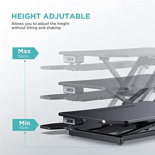 NAHDU Standing Desk Sit Converter Stand-up Lifting Worktable Computer Desk Converter Folding Table Adjustable Height (Color : D, Size : US)