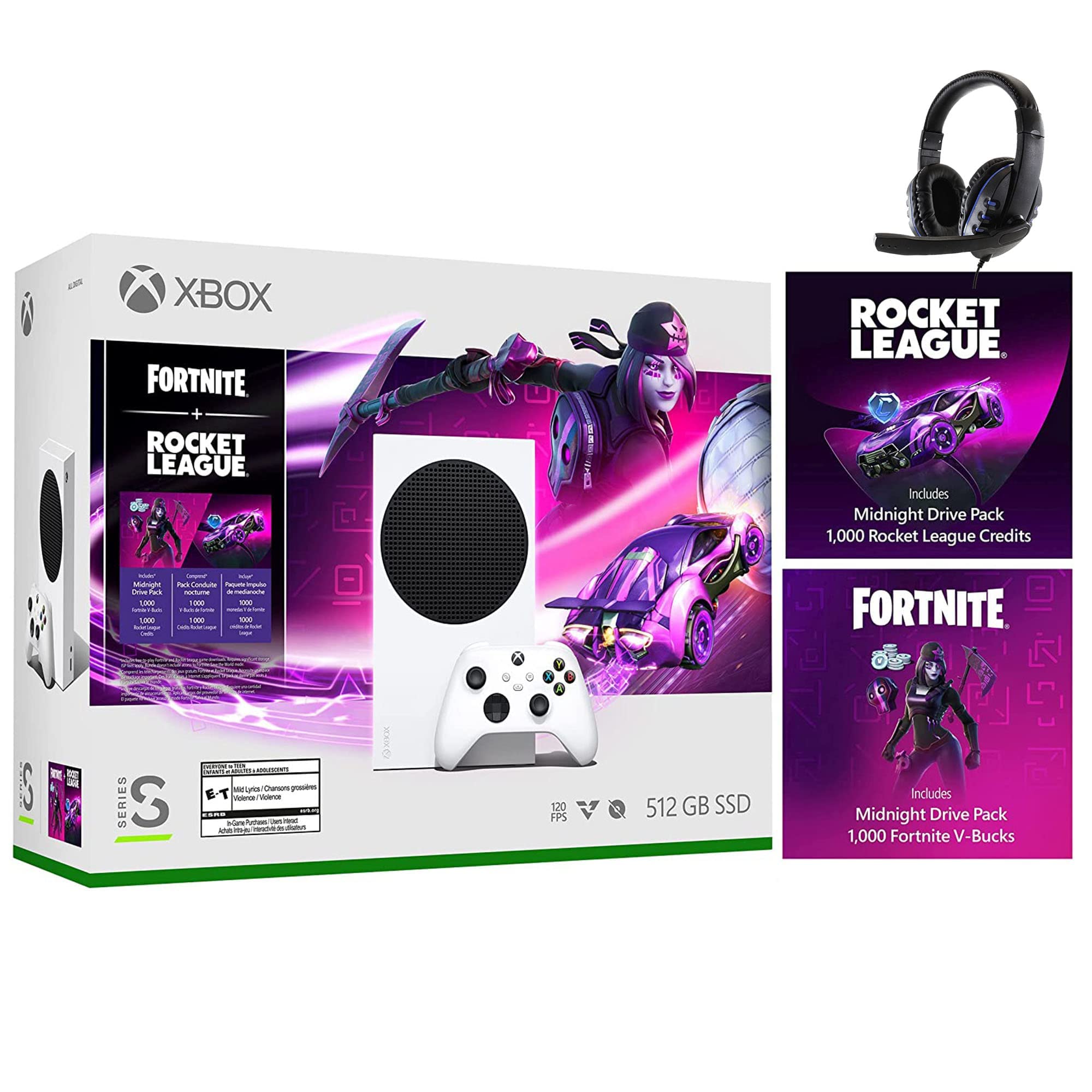 Microsoft Xbox Series S 512GB SSD All-Digital Console (Disc-Free Gaming) - Fortnite & Rocket League - Wireless Controller - HDR - 1440p Gaming Resolution - Up to 120 FPS - AMD FreeSync - Headset (Renewed)