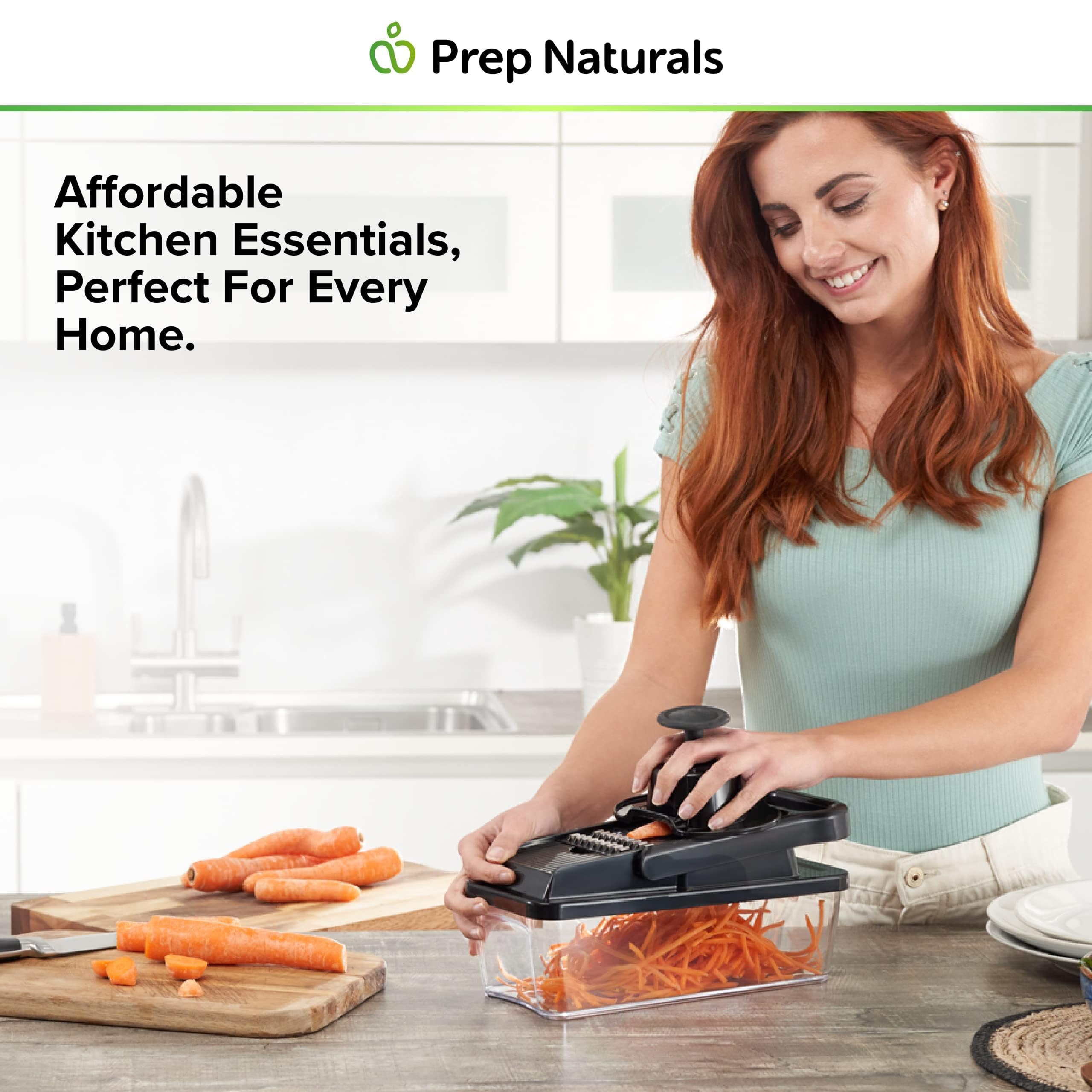PrepNaturals Vegetable Chopper with Container, Veggie Chopper - Chopper Vegetable Cutter, Food Chopper & Onion Chopper - Onion Chopper Dicers, Choppers, Mandoline Slicer for Kitchen (9-in-1 Black)