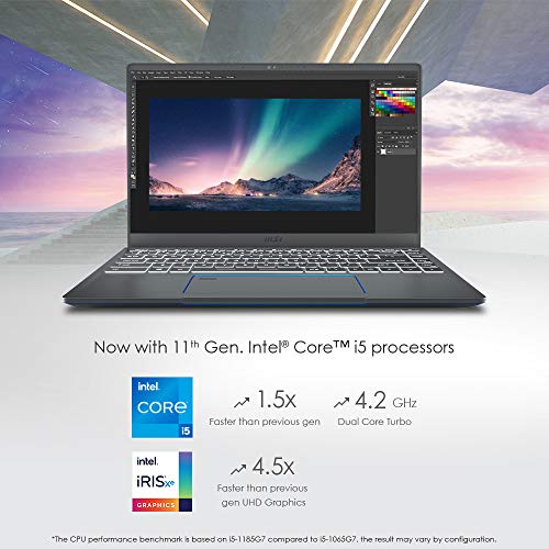 MSI Prestige 14 Evo Professional Laptop: 14" FHD Ultra-Thin Bezel Display, Intel Core i5-1135G7, Intel Iris Xe, 16GB RAM, 512GB NVMe SSD, Thunderbolt 4, Win10 Home, Intel Evo, Carbon Gray (A11M-221)