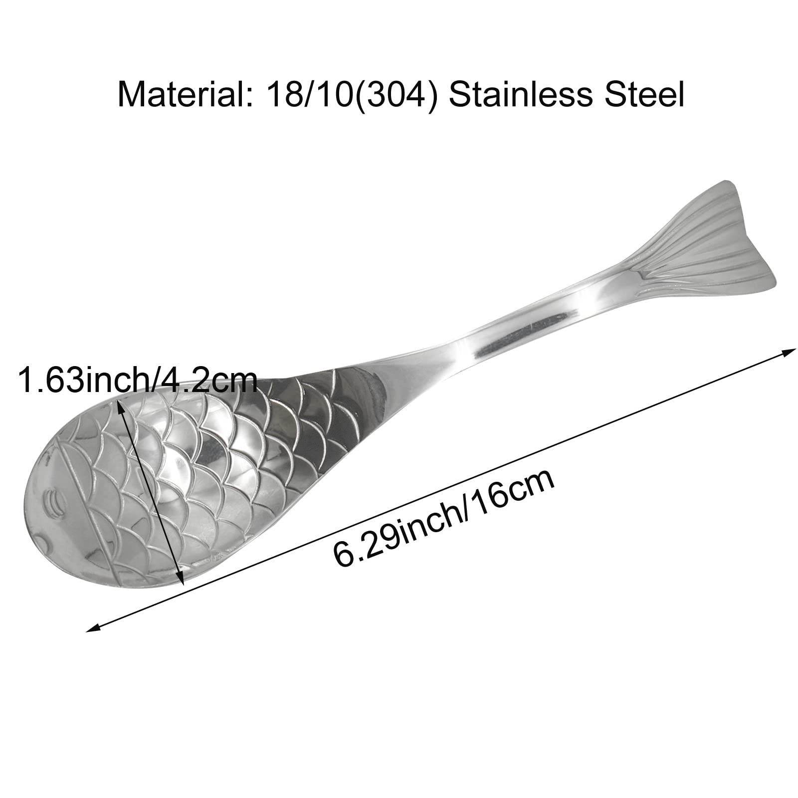 Pinenjoy 2Pcs 6.3inch Fish Spoon 18/10(304) Stainless Steel Flatware for Soup Porridge Dessert Cereal Rice(Silver)