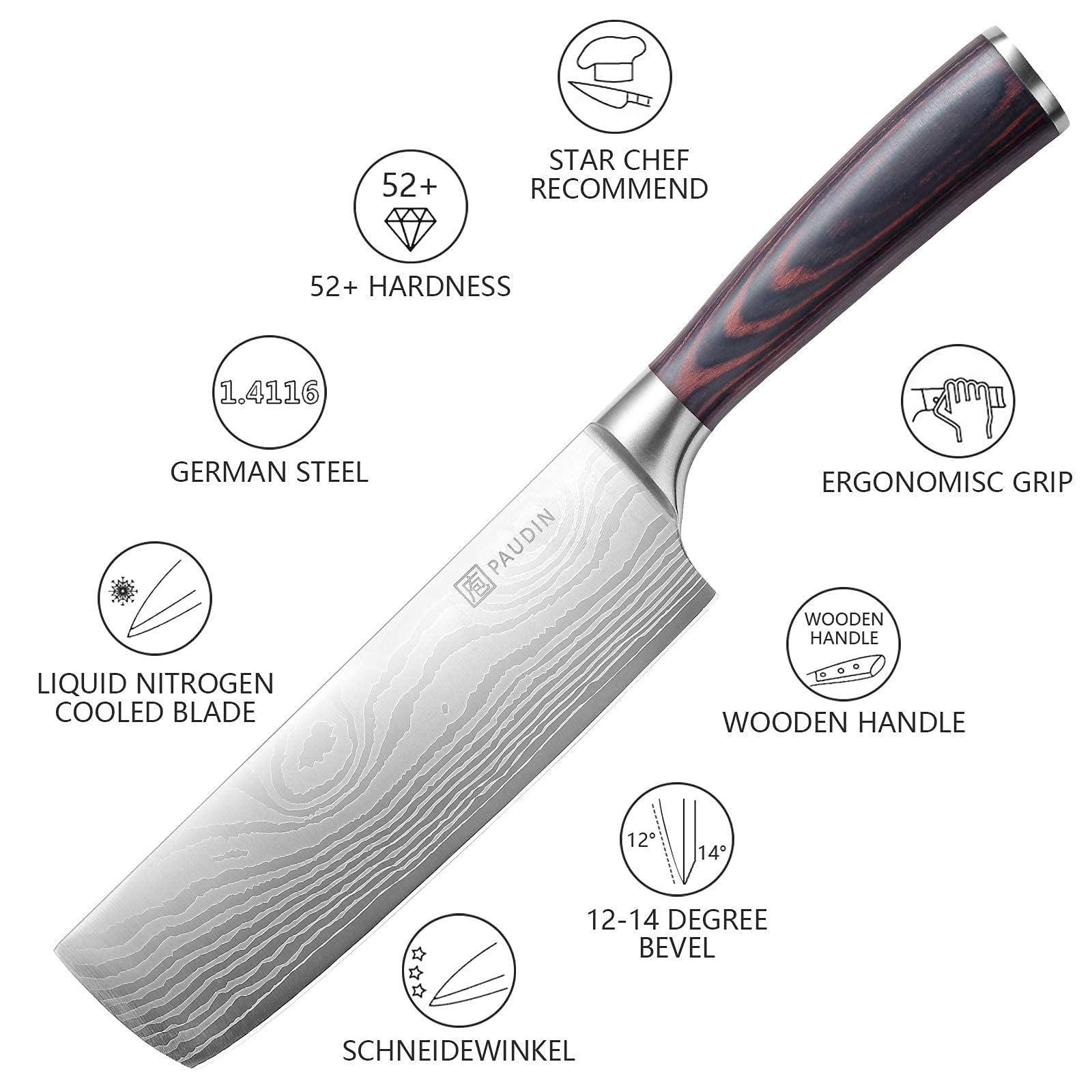 PAUDIN Cleaver Knife + Nakiri Knife