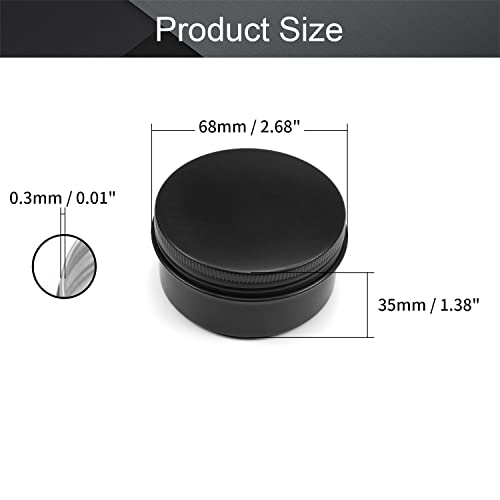 Othmro 12pcs 2.7oz Metal Round Tins Aluminum Tin Cans Containers with Screw Lid, 68 * 35mm(DxH) Black tin cans for Salve, Spices, Lip Balm, Tea or Candies 80ml