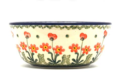 Polish Pottery Bowl - Ice Cream/Dessert - Peach Spring Daisy