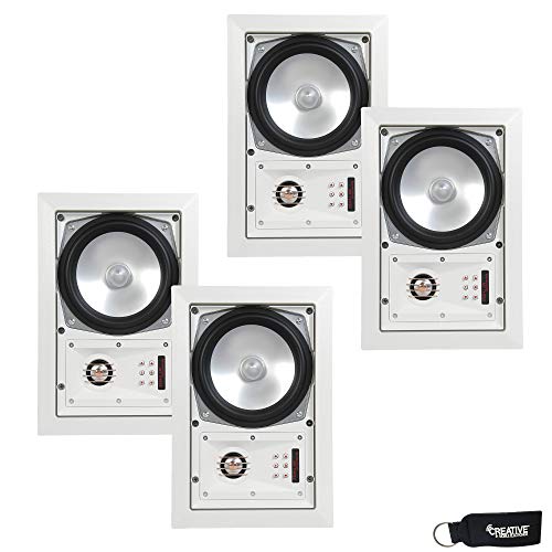 SpeakerCraft MT6 Three - in-Wall or Ceiling Speaker Includes White Grill - (Multipack of 2 Pair, 4 Speakers Total)