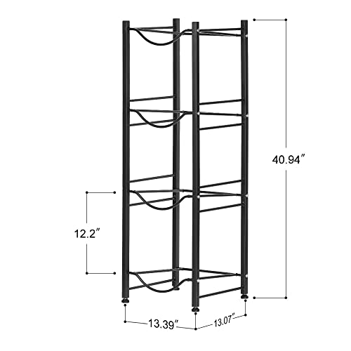 Water Jug Rack for 5 Gallon 4 Tier Water Cooler Jug Rack for Detachable Heavy Duty Water Bottle Holder Storage Shelf for Home, Office, Kitchen, Black