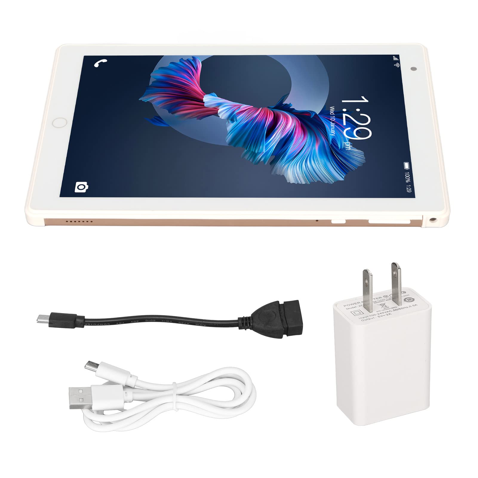 Naroote HD Tablet, Dual SIM Dual Standby Octa Core CPU 4GB RAM 64GB ROM 100‑240V 8 Inch Tablet 1920x1200 for Travel (US Plug)
