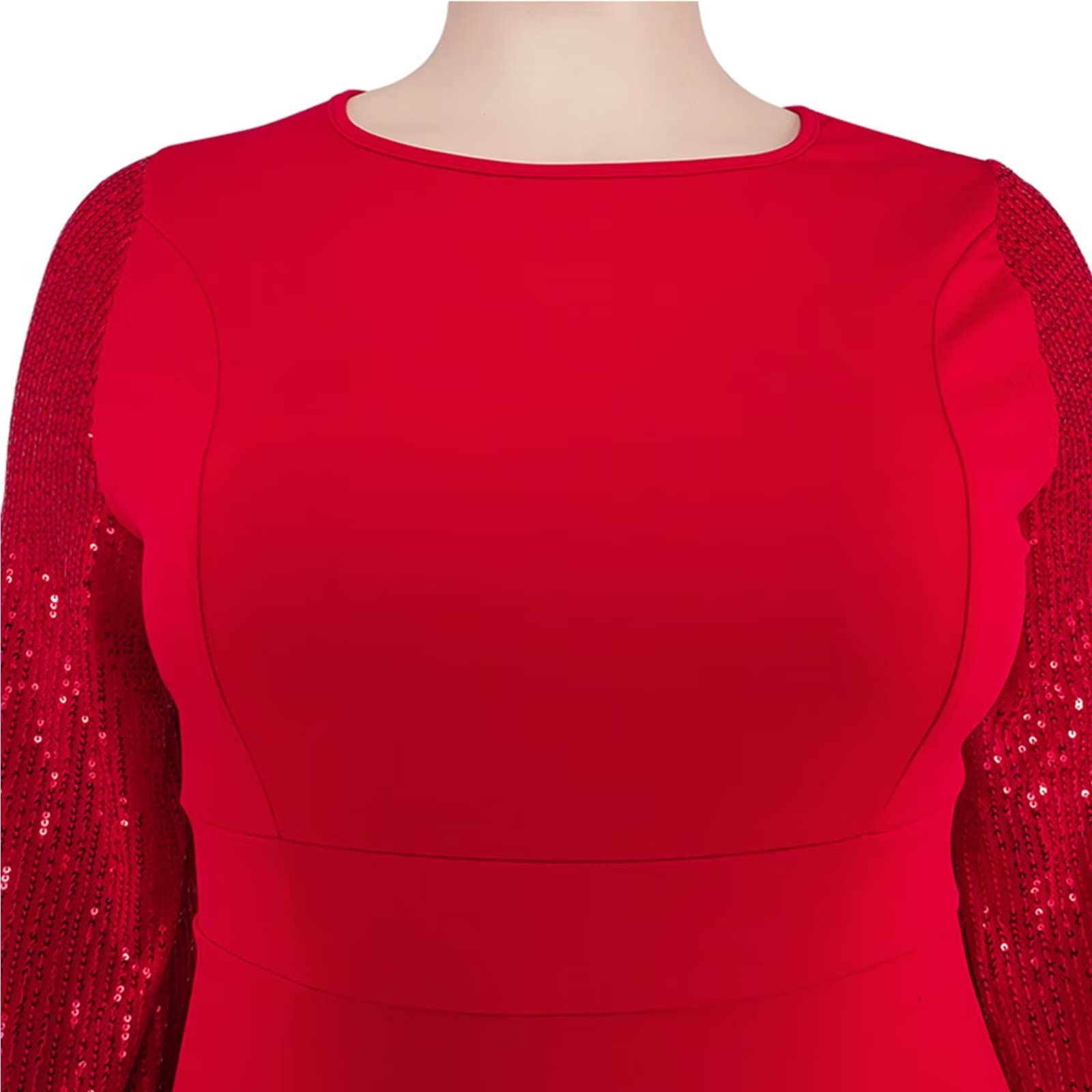IyMoo Women's Sexy Plus Size Bodycon Sequin Long Sleeve Cocktail Evening Mixi Dresses Green 4XL