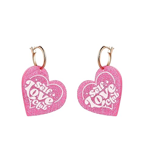 TS Inspired Lover Pink Heart Dangle Earrings TAYLOR Eras Tour Concert Fansâ Gifts TS Lover Heart Shaped Acrylic Drop Earrings SWIFTIE Outfit Jewelry For Eras MusicïŒstyle 2ïŒ