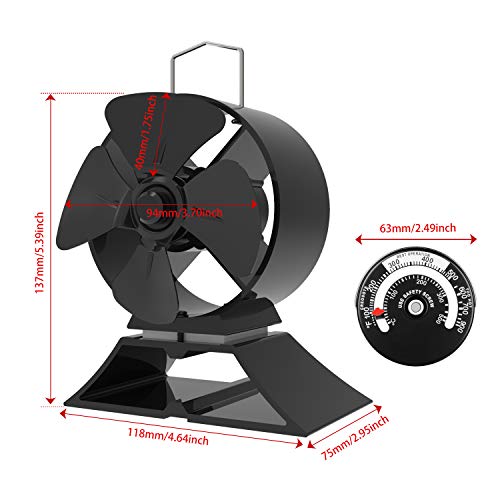 JKsmart Mini Stove Fan-4-Blade Silent Operation Heat Powered Stove Fan for Wood/Log Burner/Fireplace - Eco Friendly [Energy Class A+++]