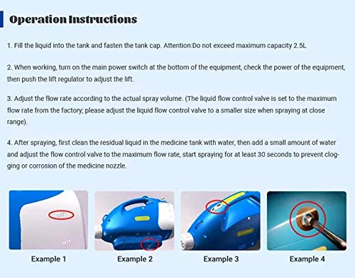 Sanifog Disinfectant Fogger Machine Cordless Handheld Electric Sprayer ULV Cold Fogger Machine Disinfecting for Hospitals Office Room School Restaurant Home 3L 24V 240W (Blue White)