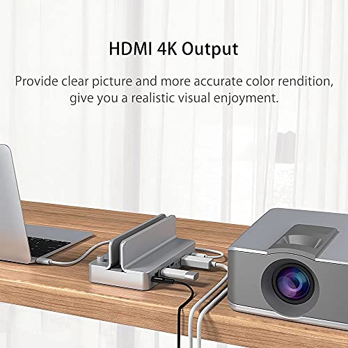 Splitter USB C HUB with Adjustable Stand Holder Type C to USB3.0 RJ45 PD Dock HDMI-Compatible Adapter Splitter for PC Accessories