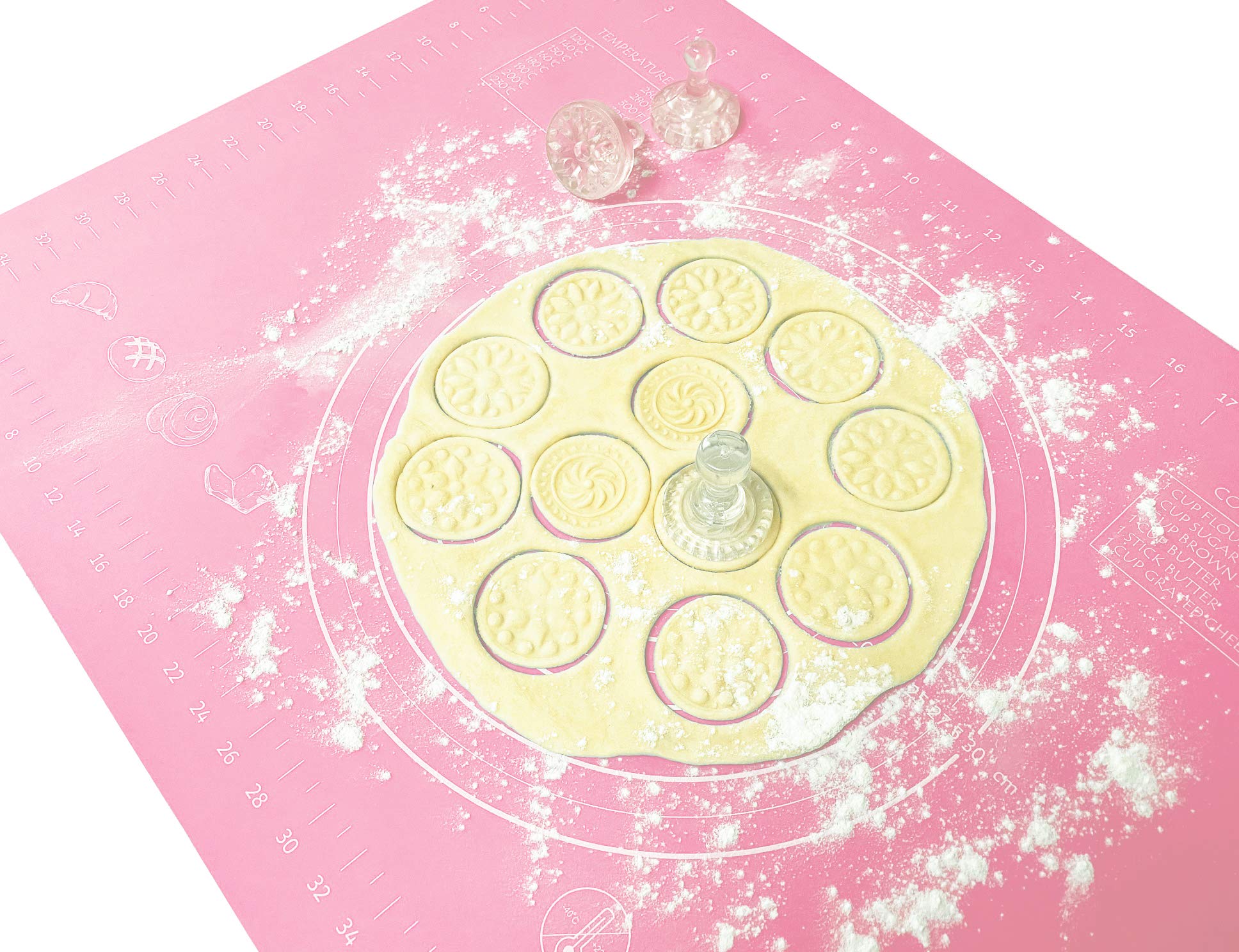Pink Silicone Baking Mat Pastry Mat For Rolling Out Dough Pastry Pie Crust and Fondant Nonstick Thick Large 25β X 18β With Measurement, BPA Free Non stick Non Slip and Easy to Clean Reusable