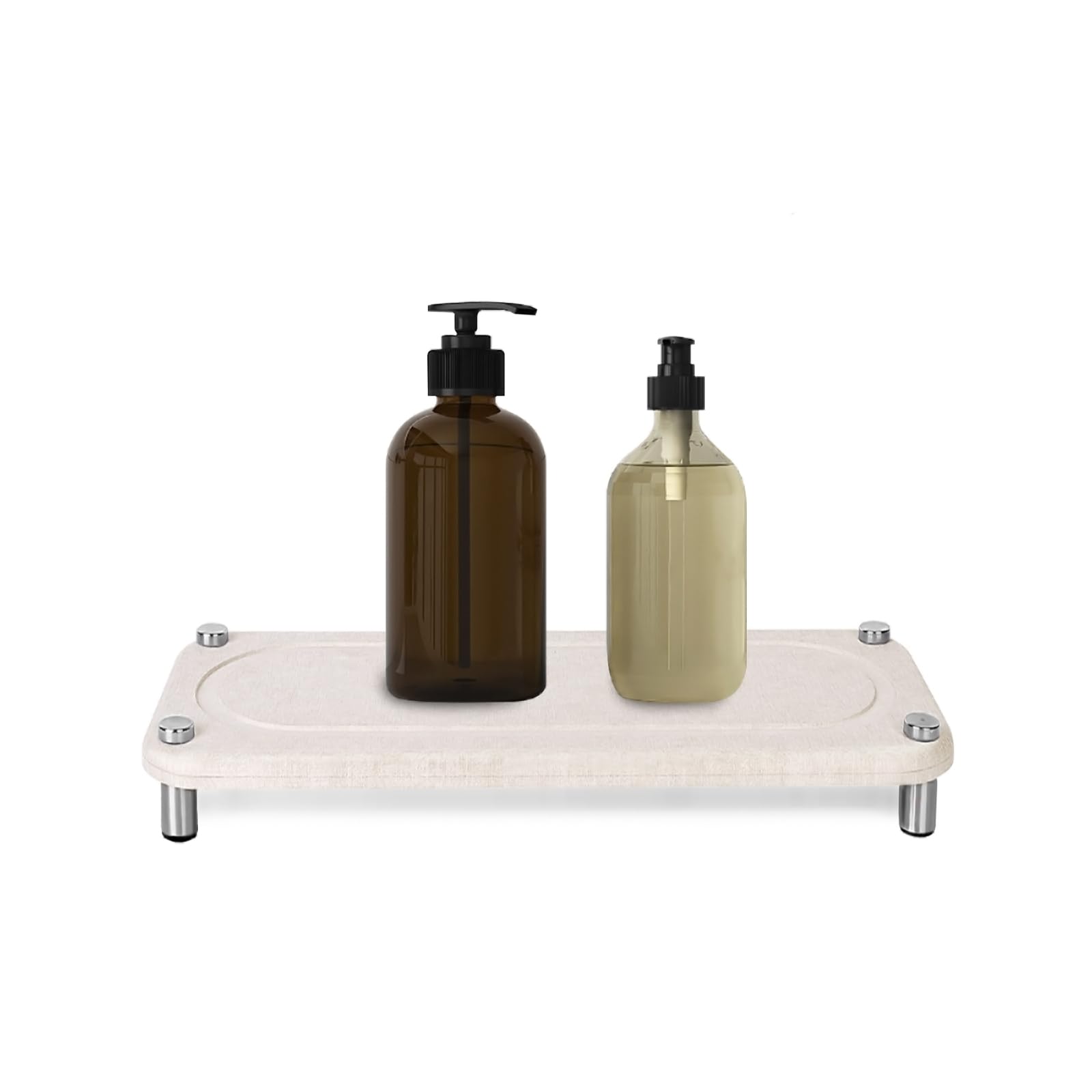 MRPPXLY Instant Dry Bathroom Sink Organizer, Diatomaceous Earth Sink Tray Sponge Holder for Kitchen Sink Pedestal Stand Riser with Stainless Steel Feet Protection for Modern Home- (Light Grey)