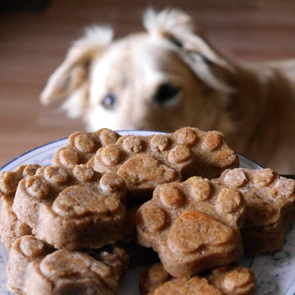 Paw Mold and Dog Bone Mold Silicone Baking Molds 2pcs Biscuits Mold Muffin Mold, Hard Candy Mold, Chocolate Cookies Molds for Pets and Kids, blue.