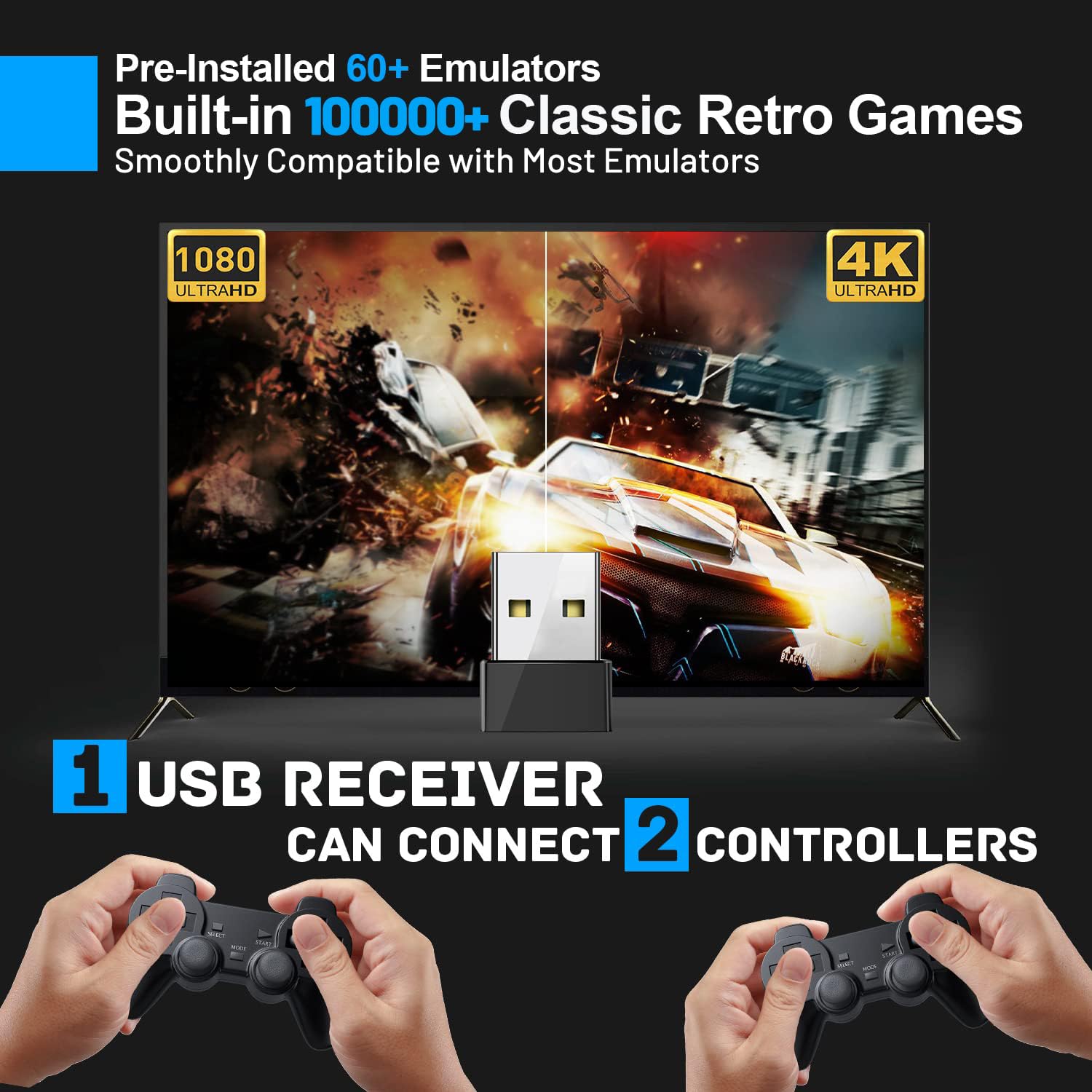 Retro Game Console Super Console X2 with 100,000+Games,Video Game Console with EmuElec 4.5&Android TV 9.0 System,Plug&Play 4K HD Emulator Console Compatible with Most Emulators,2.4+5G,BT 5.0 (256GB)