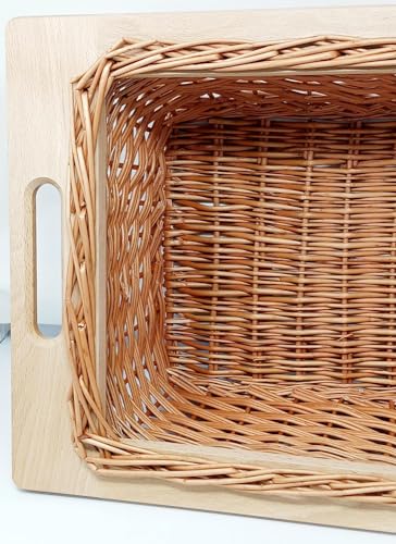 Pull-Out Wicker Basket with Frame Handles for Framed or Frameless 15" or 18" Cabinets w/Beech Frame and Runners (1, Width (11 5/16") for 15" Cabinets) Made in Poland