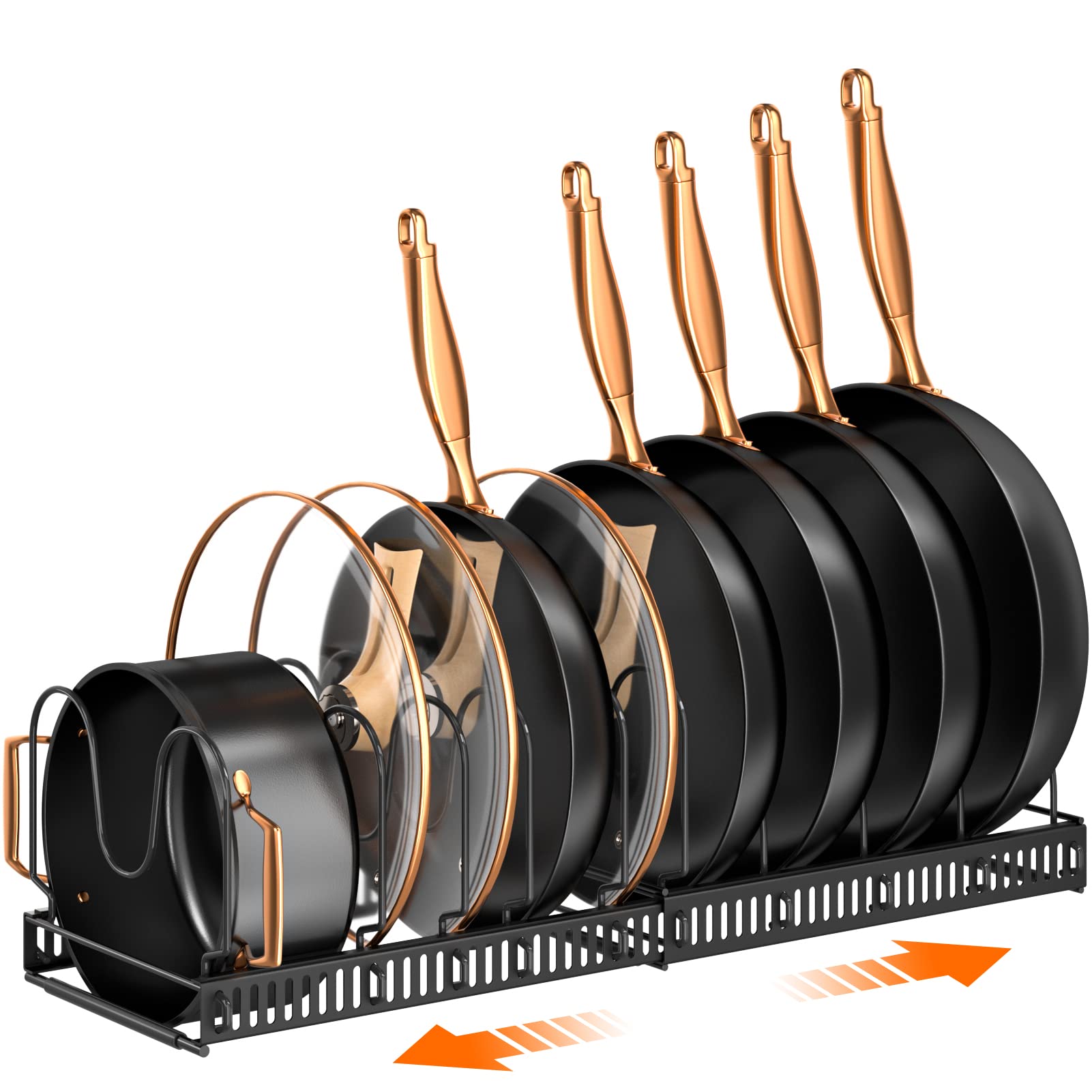 MUDEELA Pots and Pans Organizer for Cabinet and 10 Expandable Pot Organizer Bundle