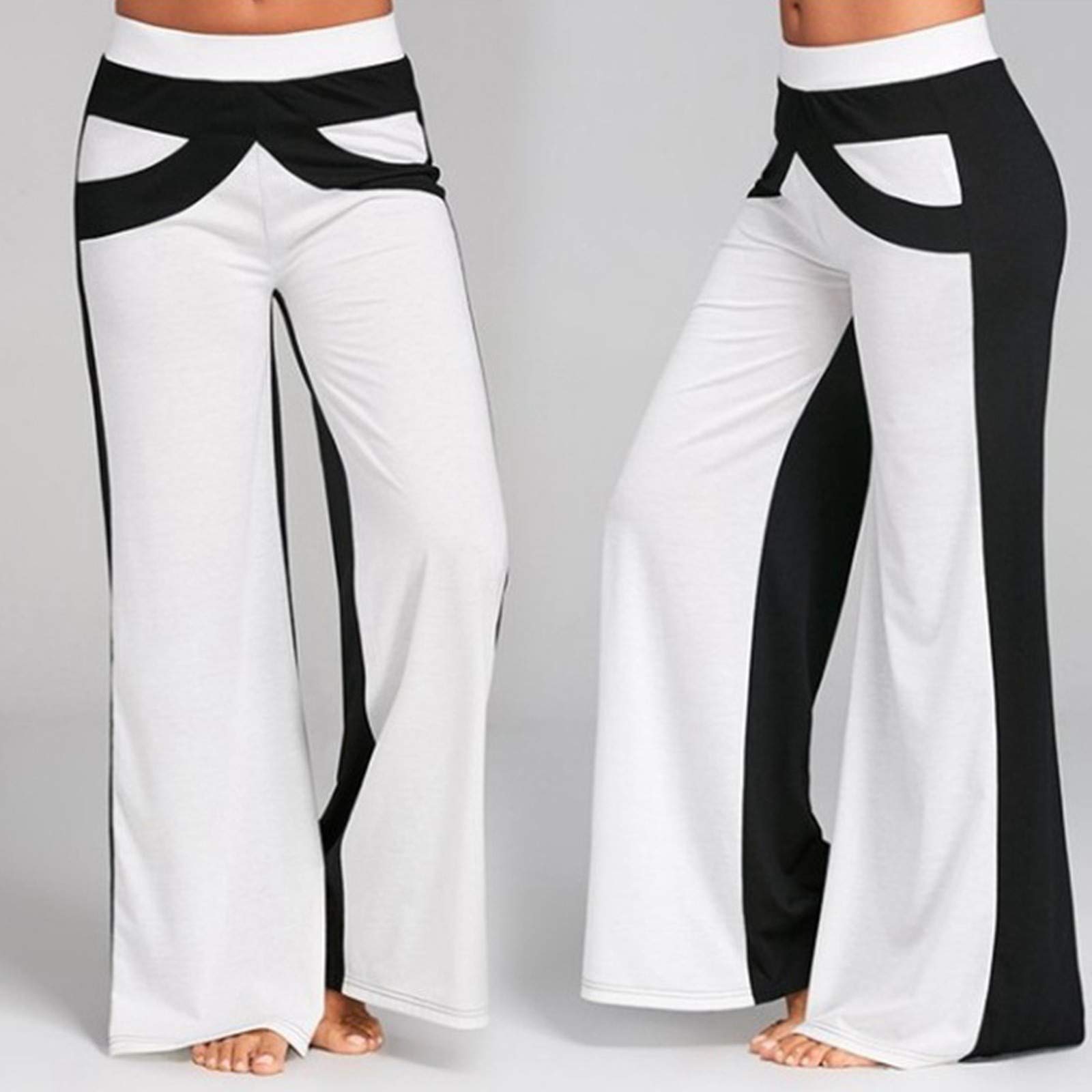 RUIVE Women s Yoga Pants Plus Size Black White Patchwork Stretchy Ladies Sportswear Bell Bottoms Flare Leggings