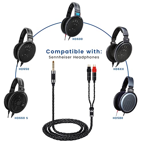 weishan 4.4mm Balanced Cable Replacement for Sennheiser HD600, HD650, HD6XX Headphones, 8 Core Silver Plated Audio Wire, 4ft