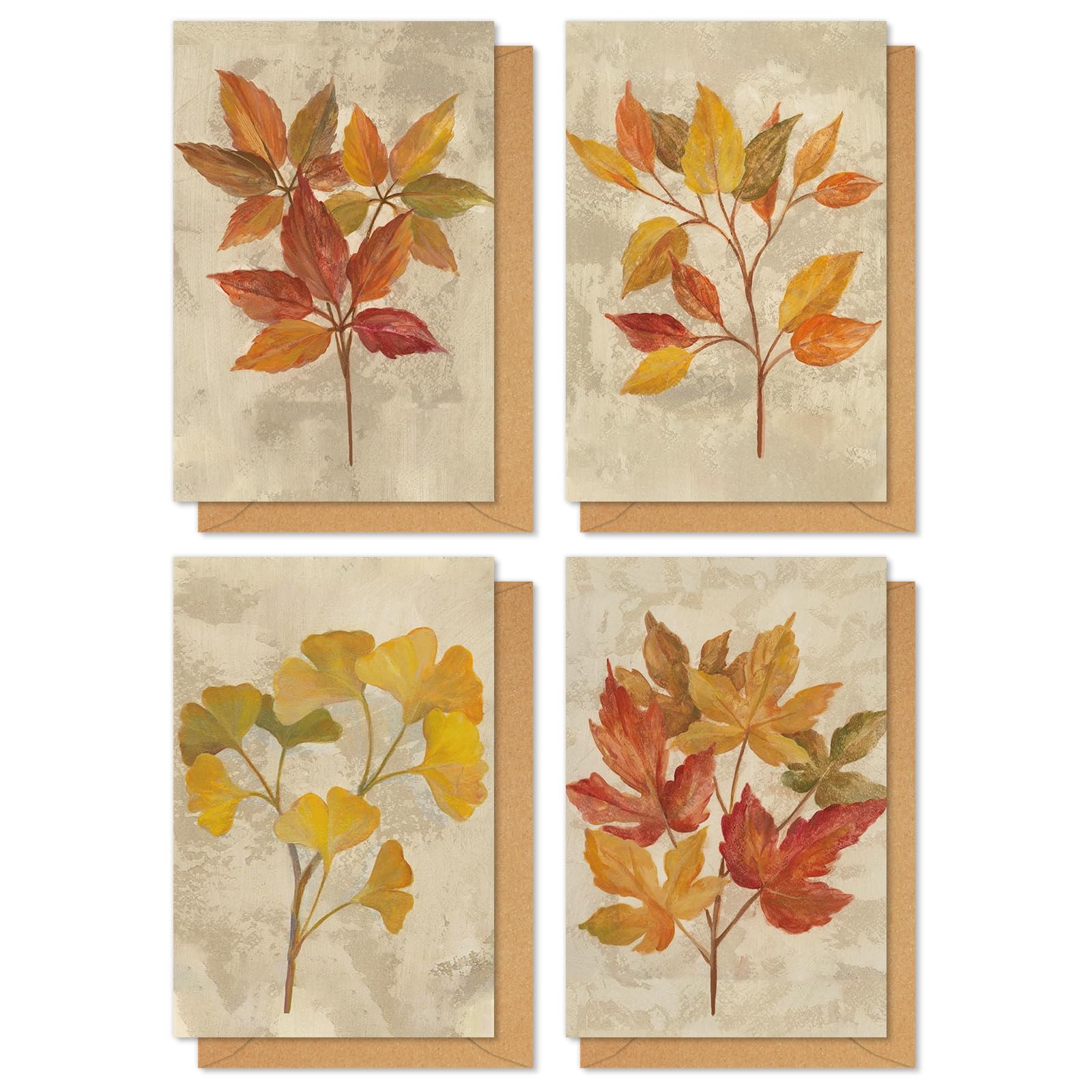 Whaline 32 Pack Fall Greeting Cards Retro Autumn Leaves Note Cards with Envelopes Stickers for Thanksgiving Harvest Wedding Birthday Baby Shower