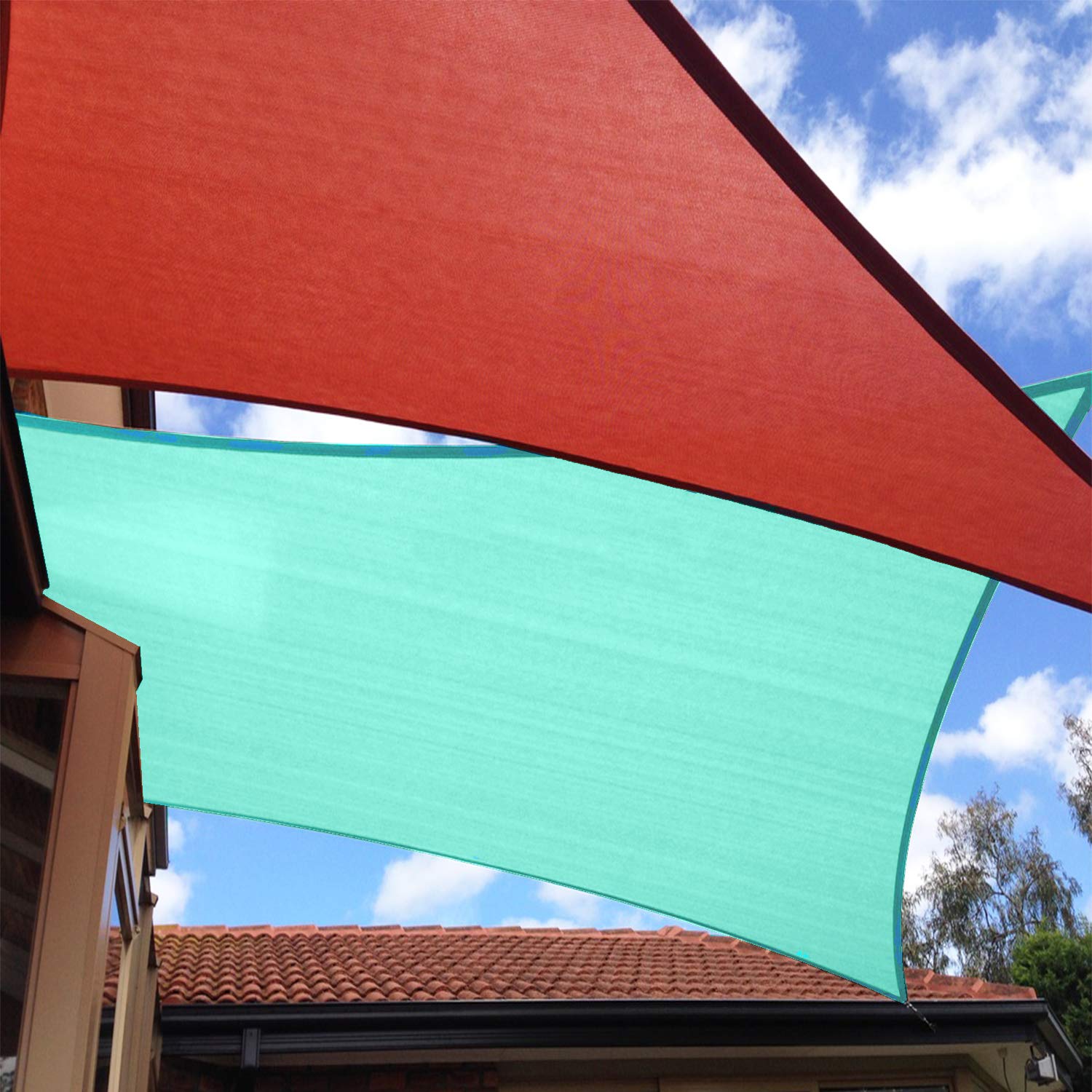 TANG Sunshades Depot 8' x 12' Solid Turquoise Sun Shade Sail Rectangle Permeable Canopy Customize Commercial Standard