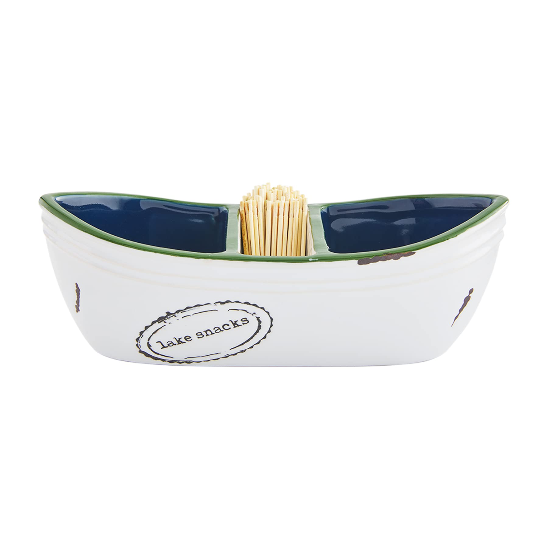 Mud Pie Toothpick Server, Canoe, 3" x 7 3/4", White