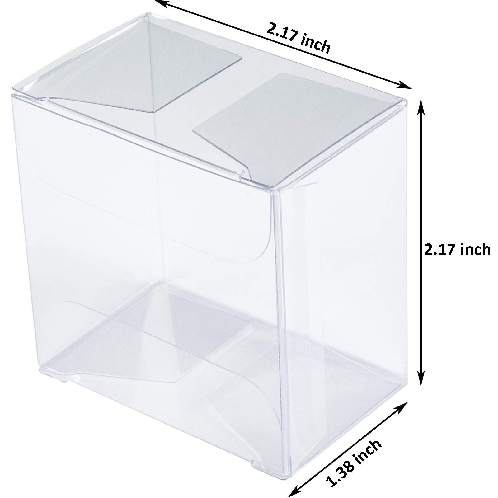 Nicunom 100 Pack Clear Macaron Boxes, Plastic Favor Boxes, 2.17" x 2.17" x 1.38" Bakery Boxes Candy Containers for Chocolate Cake Desserts Cupcakes Cookies Muffins Party Favors Packaging