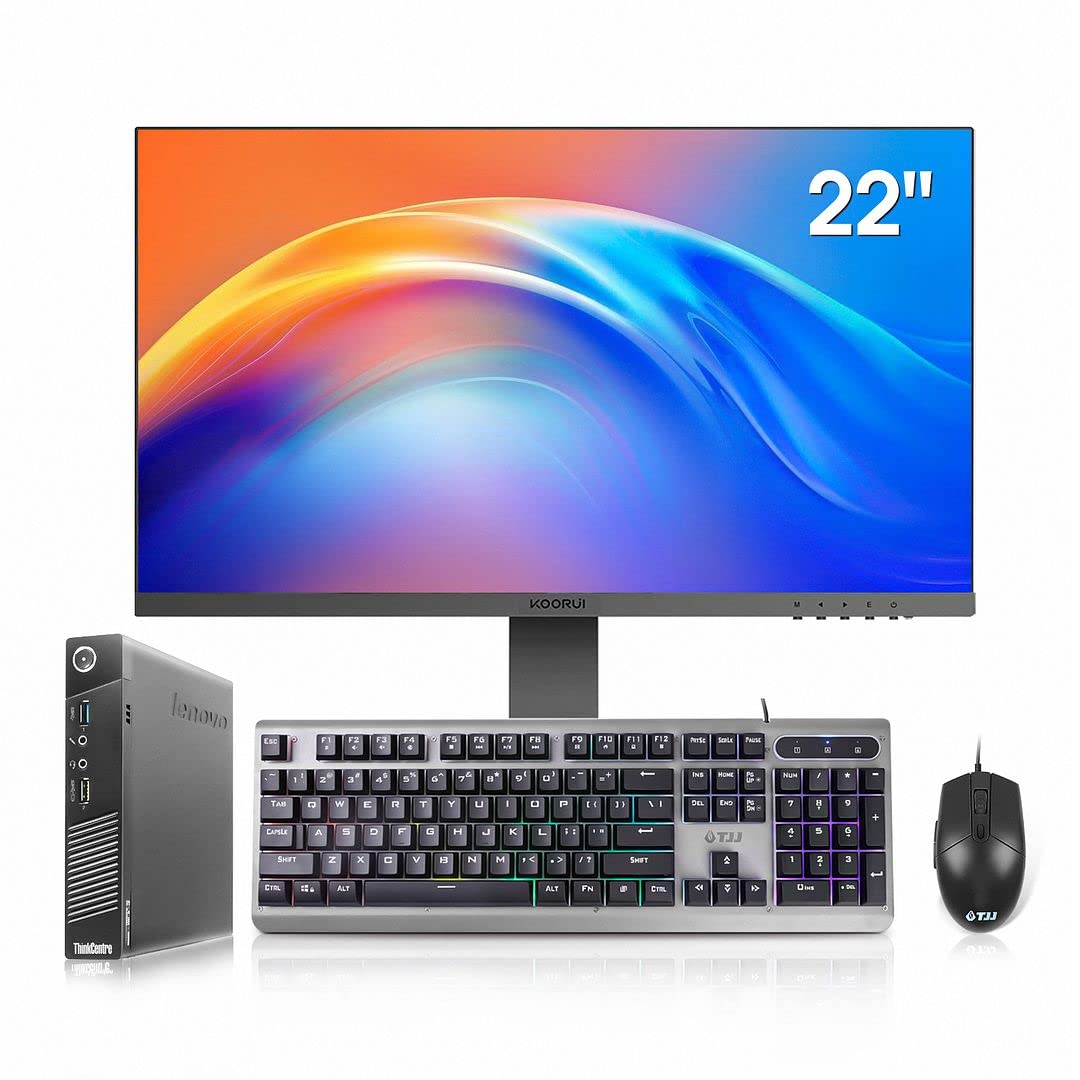 Lenovo Desktop Computer Tiny Micro PC with 22" Monitor,16GB RAM, New 2TB SSD, WiFi Bluetooth, RGB Keyboard Mouse, Windows 10 Pro (Renewed)