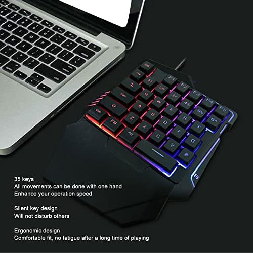 VINGVO One Handed Gaming Keyboard, 35 Keys RGB Gaming Keyboard Ergonomic Design Silent for PC
