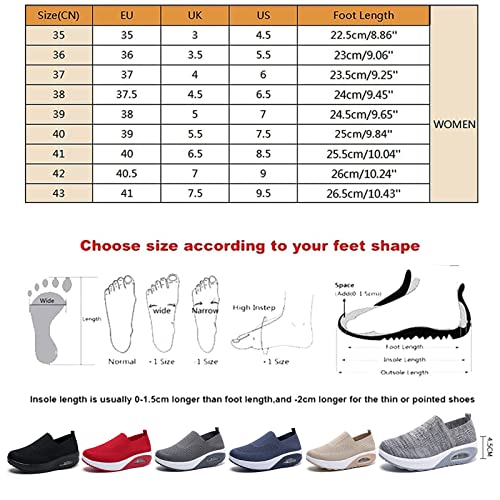 MUMMUG Womens Orthopedic Sneakers, Slip-On Air Cushion Platform Mesh Walking Sneaker (Black,7.5)