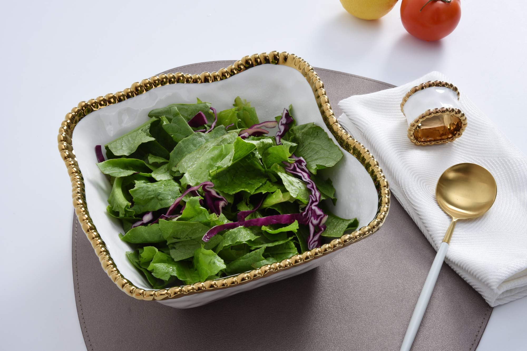 Pampa Bay Golden Salerno Porcelain Medium Square Salad Bowl