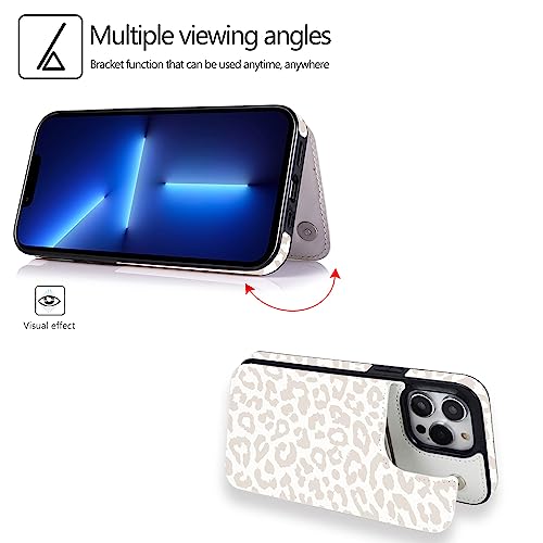 uCOLOR Compatible with iPhone 13 Pro Wallet Case with Card Holder Slots Marble Flip Leather RFID Kickstand Phone Wallet Cover for Women and Girls 6.1β (Leopard, iPhone 13 Pro 6.1")