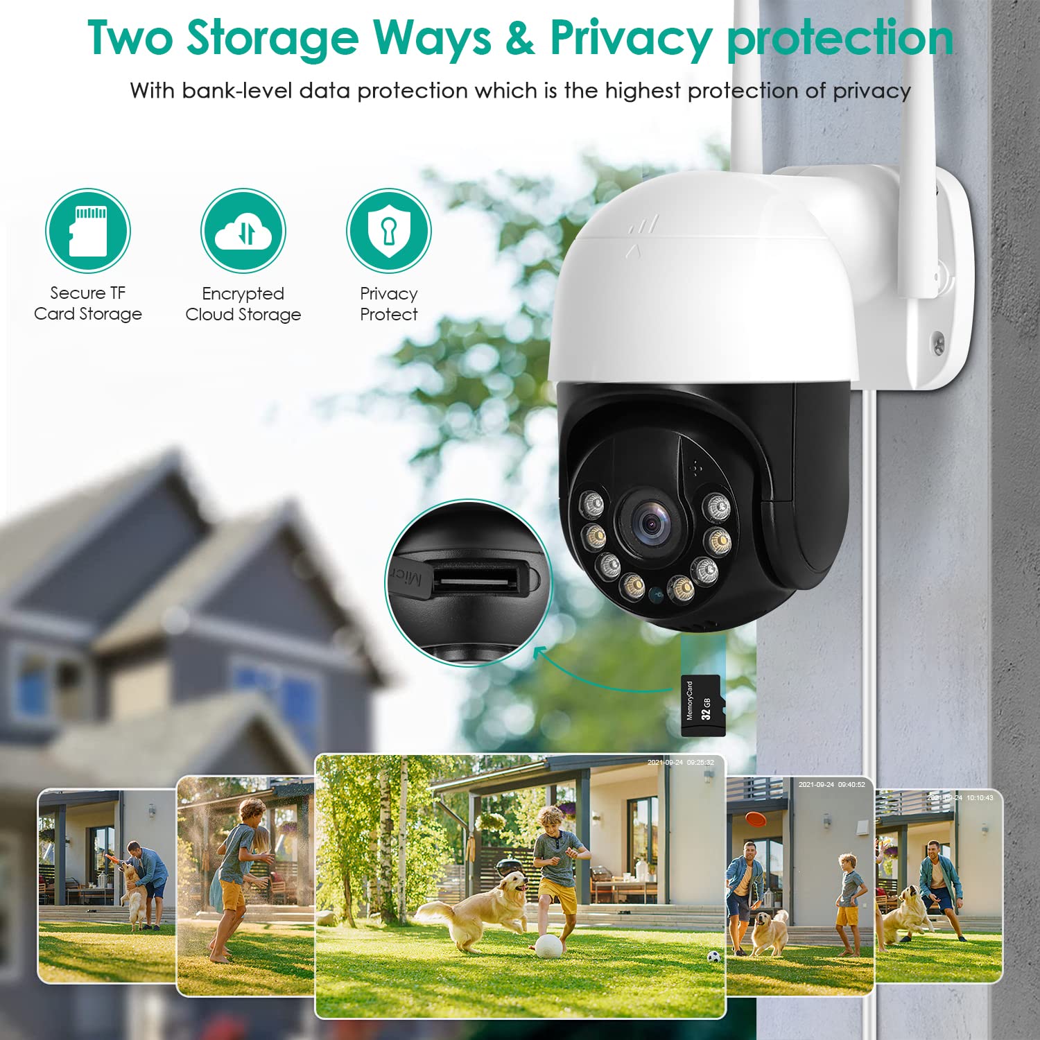 Rraycom 3Pack Security Cameras Outdoor,2K(3MP) Surveillance WiFi Camera with 360°View,Motion Alert,Auto Tracking,Two Way Audio,Waterproof,Pan-Tilt Color Night Vision,SD Card &Cloud Storage