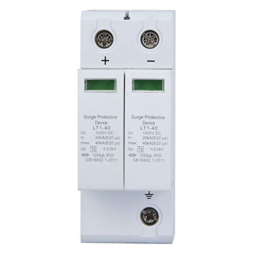 POCREATION 2P Arrester Device, 2P Protective Device DC Photovoltaic Lightning Protector Low-Voltage Arrester Air Circuit Breaker(2P40KA)